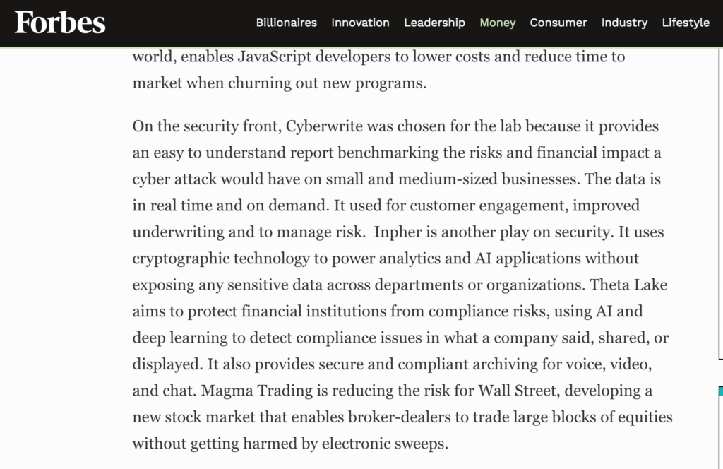 Cyberwrite cherry-picked to participate in the NY Fintech Innovation ...